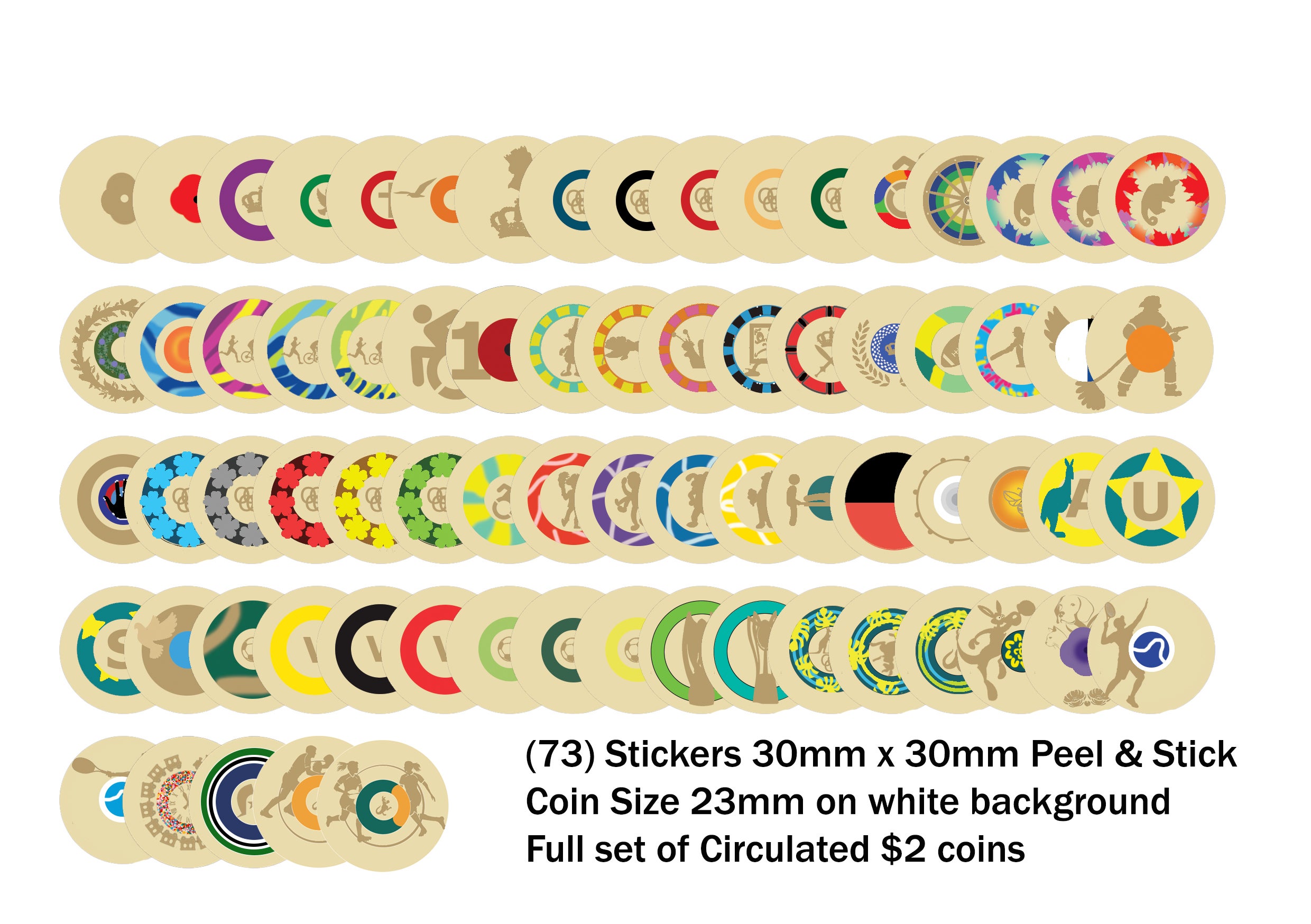 wSticker Coin Stickers Full set 73, CS-FS73 | Australian Coin Album