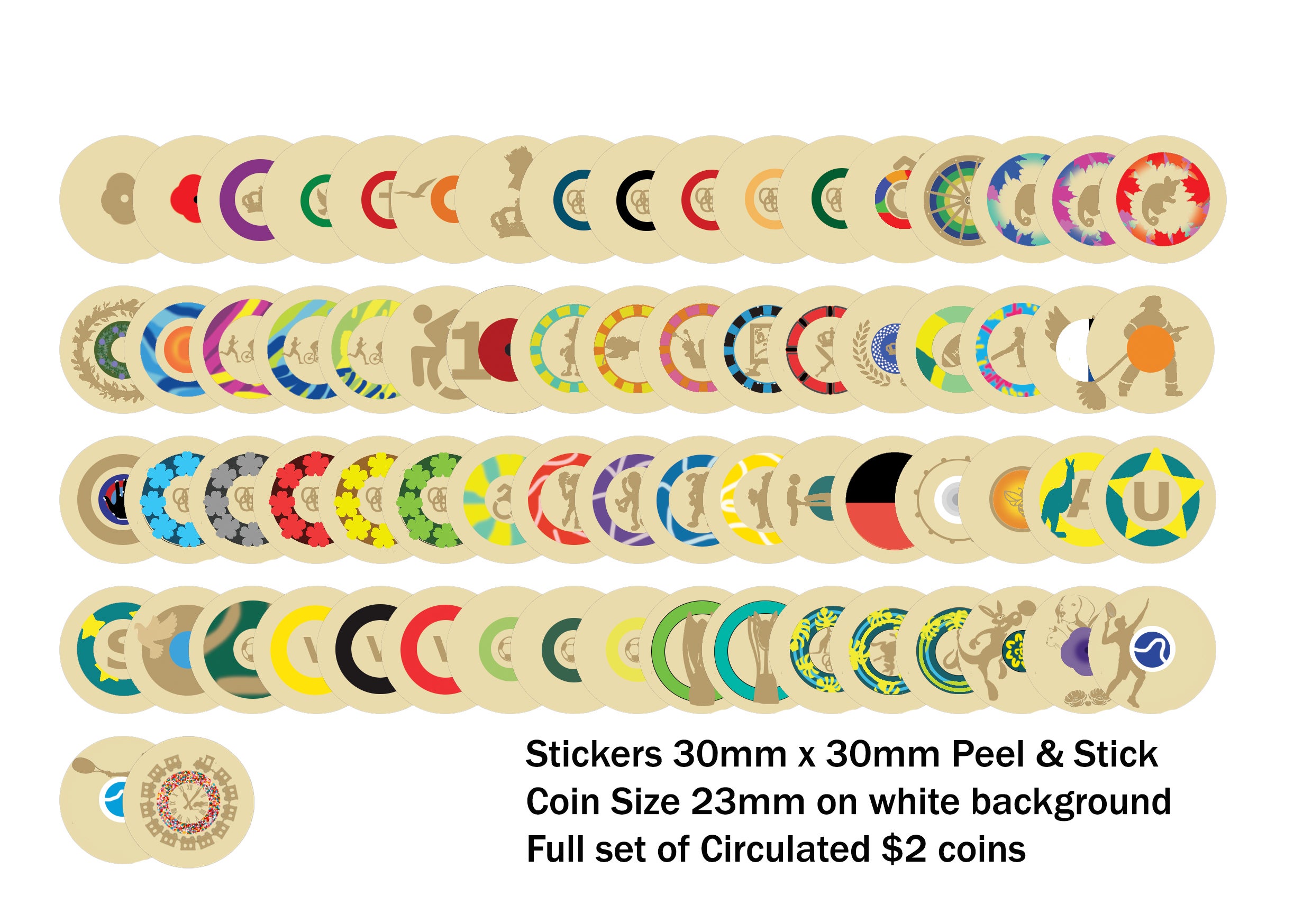 Coin Stickers Full set 70 CS-FS70 | Australian Coin Album
